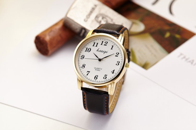 Đồng hồ đôi dây da đen KA-150D